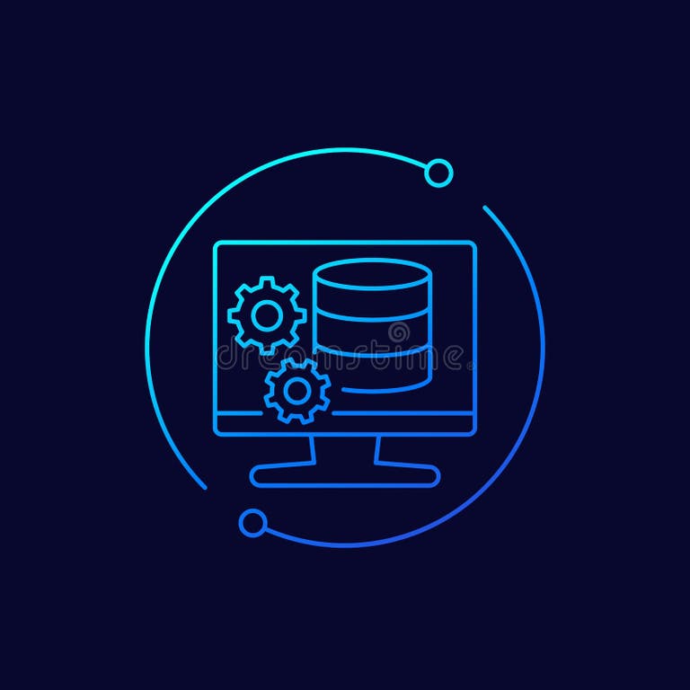Database Maintenance Icon, Linear Design Stock Vector - Illustration of ...
