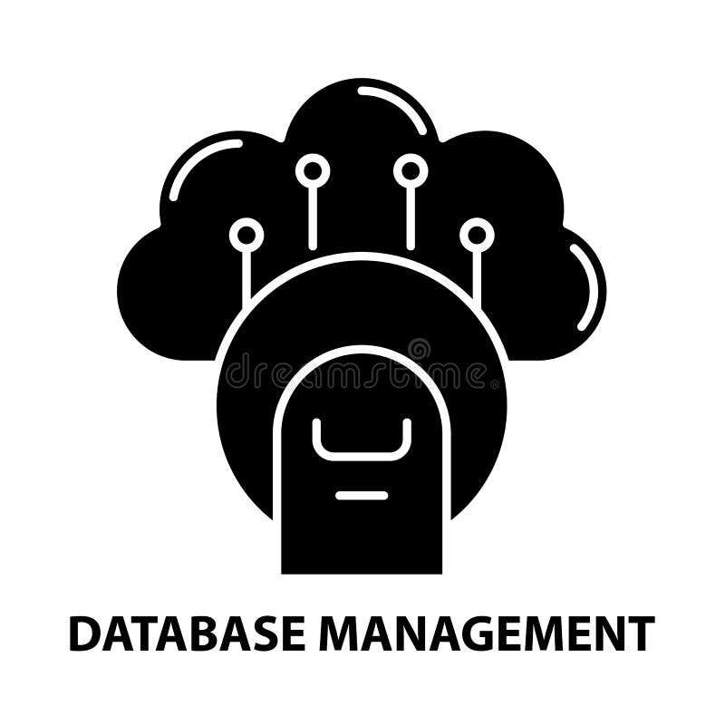 Database Management Icon, Black Vector Sign with Editable Strokes ...
