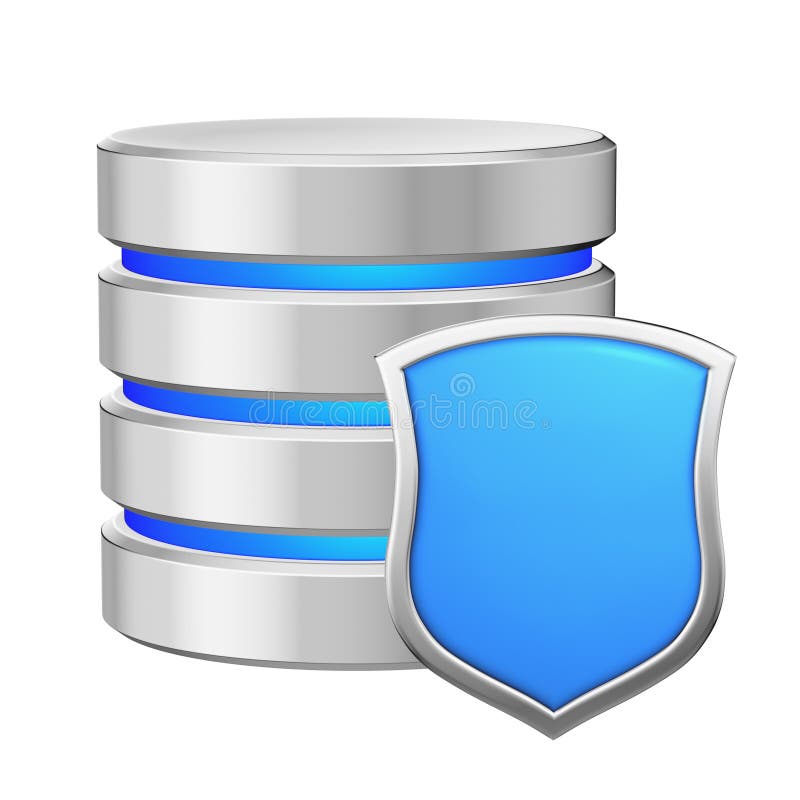 Database with Metal Blue Shield Data Protection Concept Stock ...
