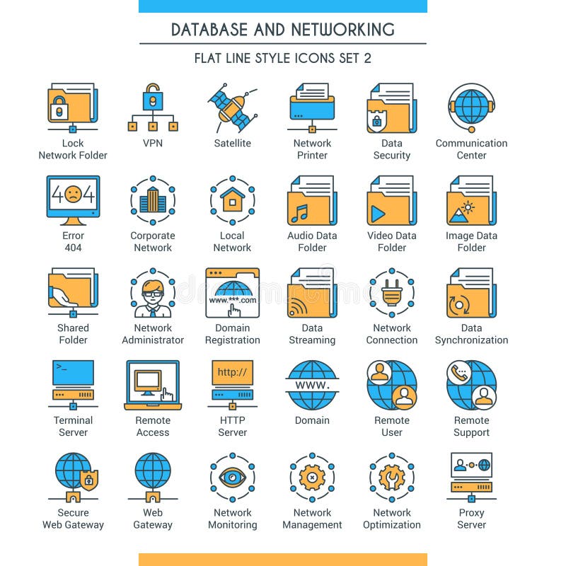 Database And Networking Icons 2 Stock Illustration Illustration Of Printer Hosting 114115589