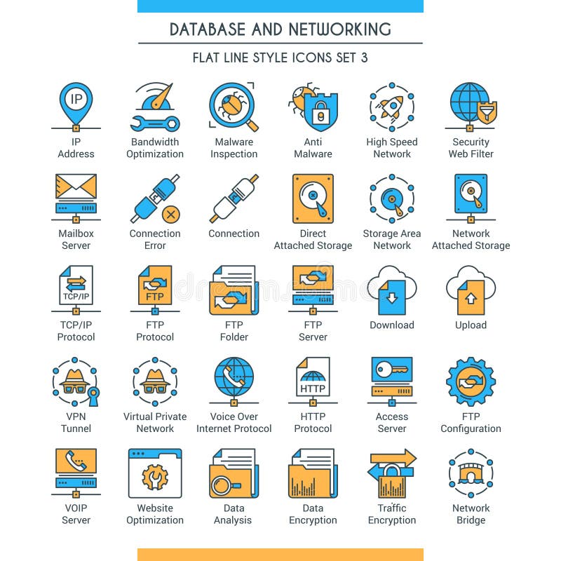 Database And Networking Icons 3 Stock Illustration Illustration Of Computing Communication