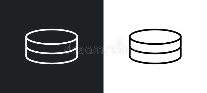 Database Outline Icon in White and Black Colors. Database Flat Vector ...