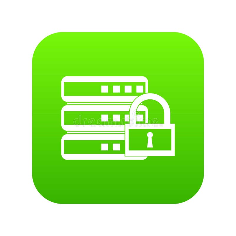Database with Padlock Icon Digital Green Stock Vector - Illustration of ...
