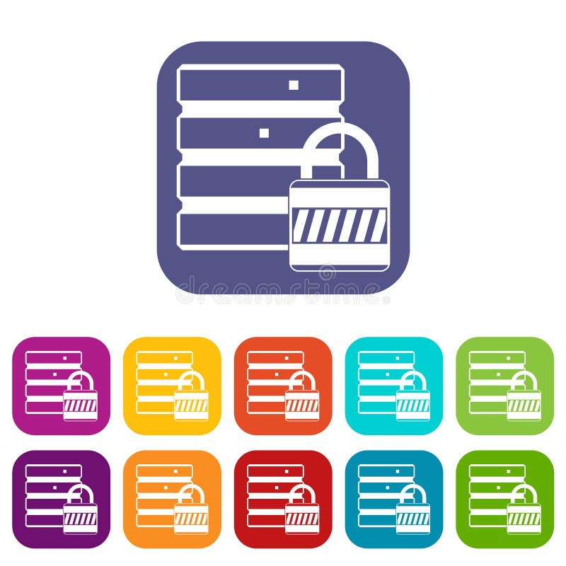 Database with Padlock Icons Set Stock Vector - Illustration of icon ...