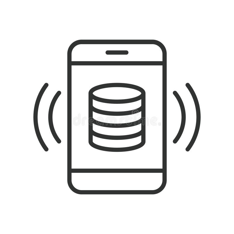 Database Phone Notification, Icon in Line Design. Database, Phone ...