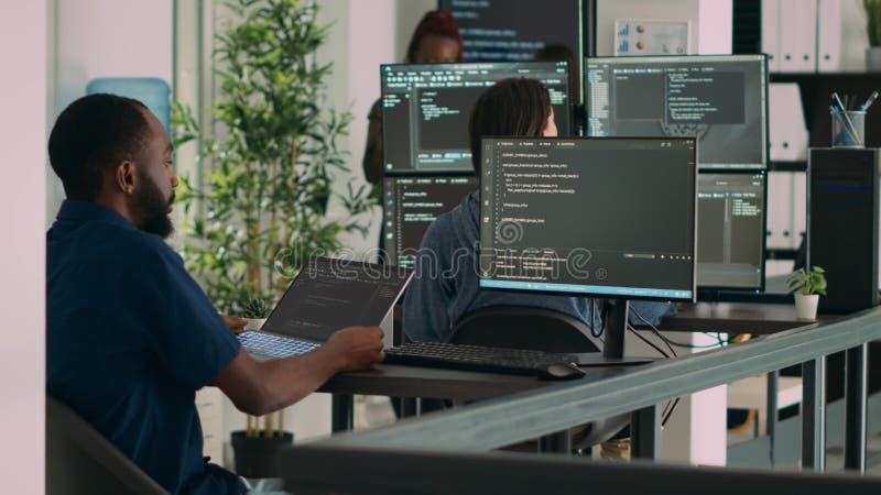 Database Programer Working On Html Script Code To Develop Program App