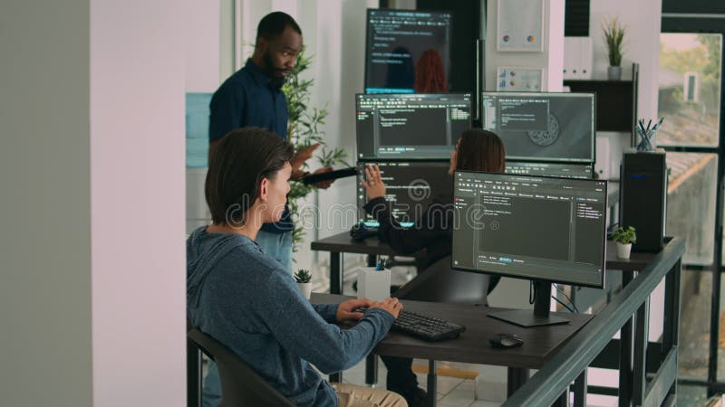 Database Programer Writing Source Code On Terminal Window With Html Script Stock Video Video