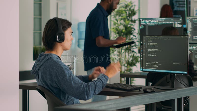 Database Programer Writing Source Code On Terminal Window With Html Script Stock Video Video