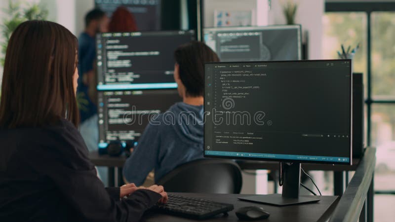 Database Programer Writing Source Code On Terminal Window With Html Script Stock Video Video