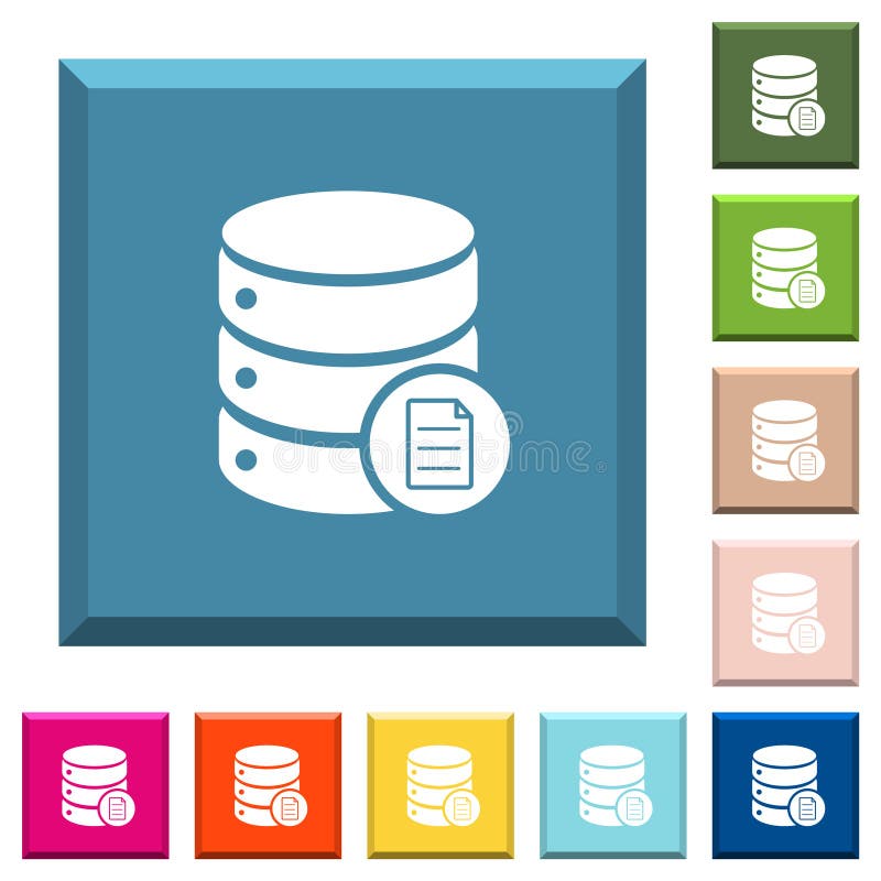 Database Properties White Icons on Edged Square Buttons Stock Vector ...