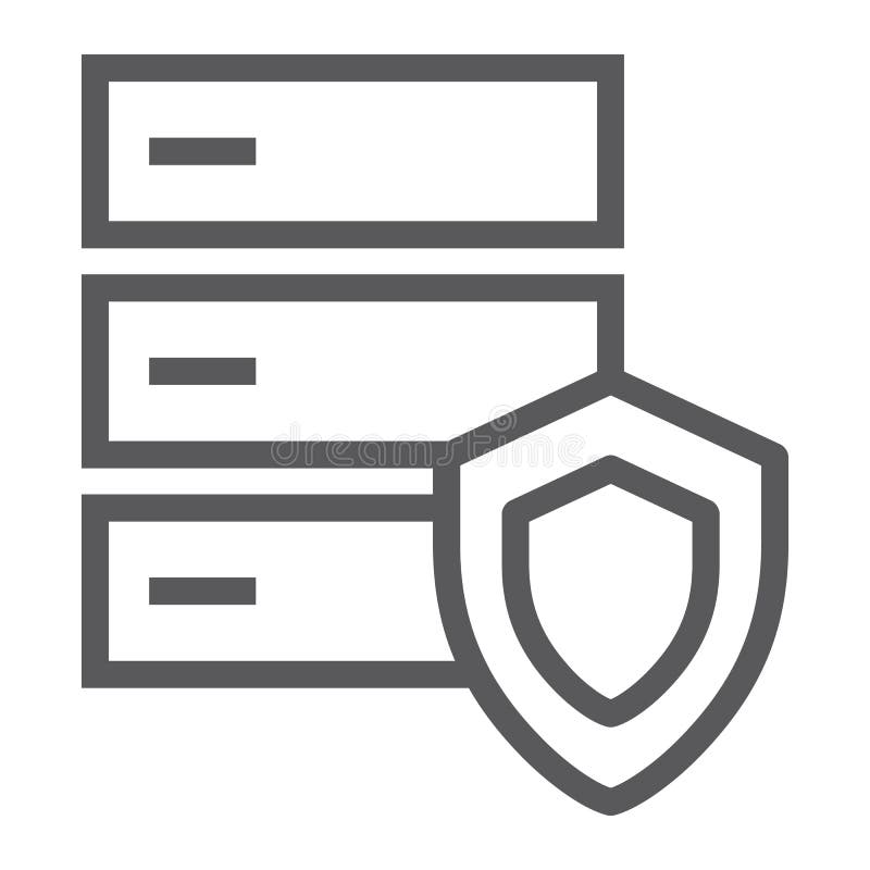 Server Protection Line And Glyph Icon Privacy And Security Database Protection Sign Vector