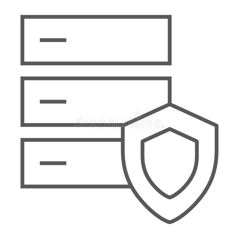 Server Protection Line and Glyph Icon, Privacy and Security, Database Protection Sign, Vector ...