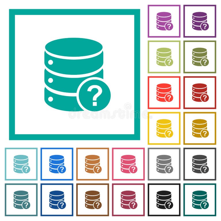 Database Query Flat Color Icons with Quadrant Frames Stock Vector ...