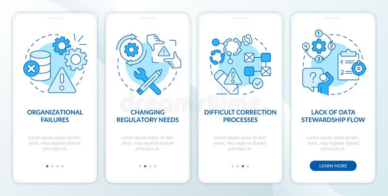 Database Regulation Issues Blue Onboarding Mobile App Screen Stock ...
