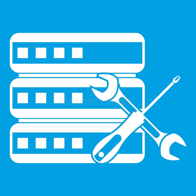 Database with Screwdriver and Spanner Icon White Stock Vector ...