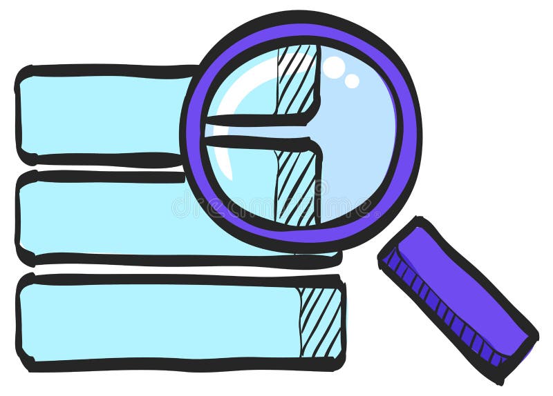 Database Search Icon in Color Drawing Stock Vector - Illustration of ...