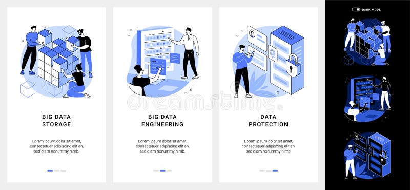 Database Security Mobile App UI Kit. Stock Vector - Illustration of ...