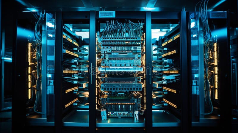 Computer Server Room. Data Center for Digital Database Collection ...