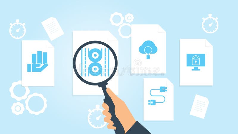 Database, Server, Clock, Monitor File, Document Research Vector ...