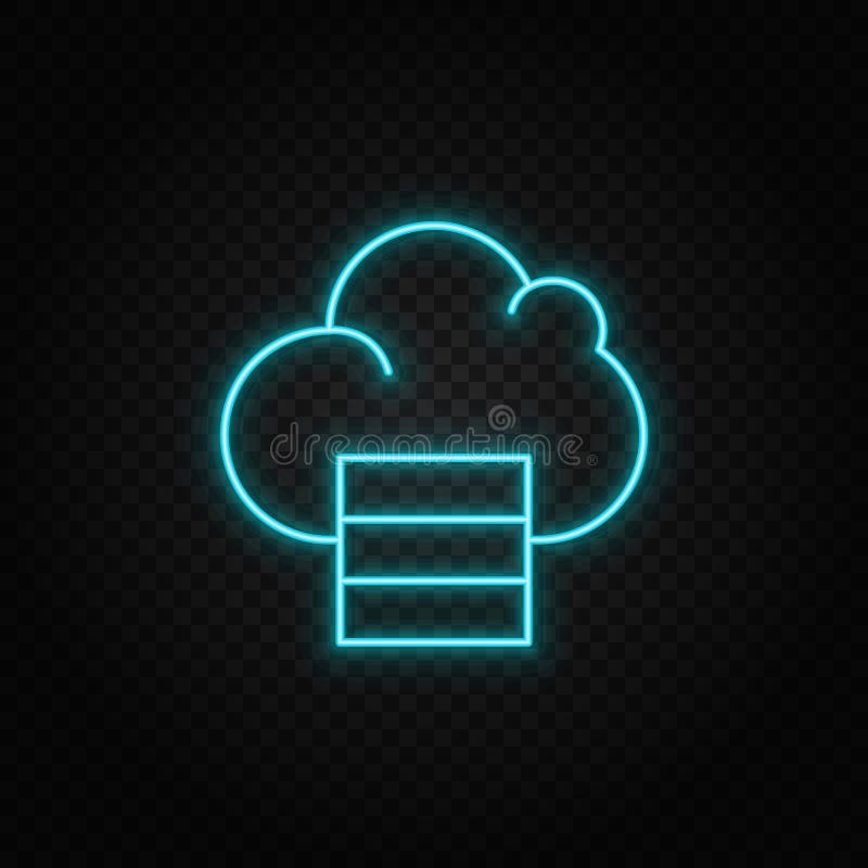 Database, Server, Cloud Computing. Blue Neon Vector Icon Stock ...