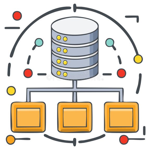 Database Server Connected To Client Boxes in Network Infrastructure ...