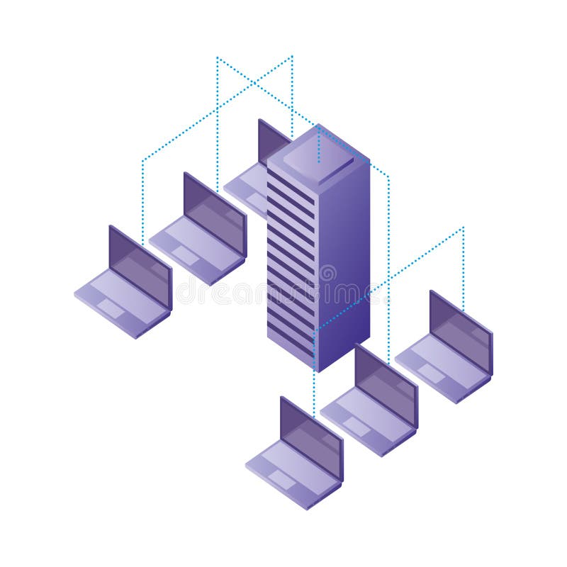 Database Server Connection Transfer Data Laptops Network Stock ...