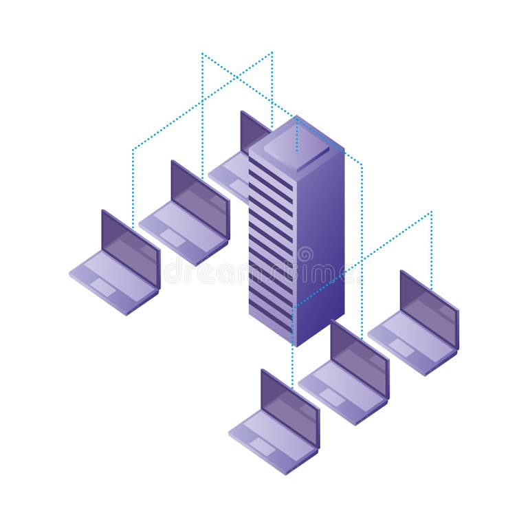 Database Server Connection Transfer Data Laptops Network Stock ...