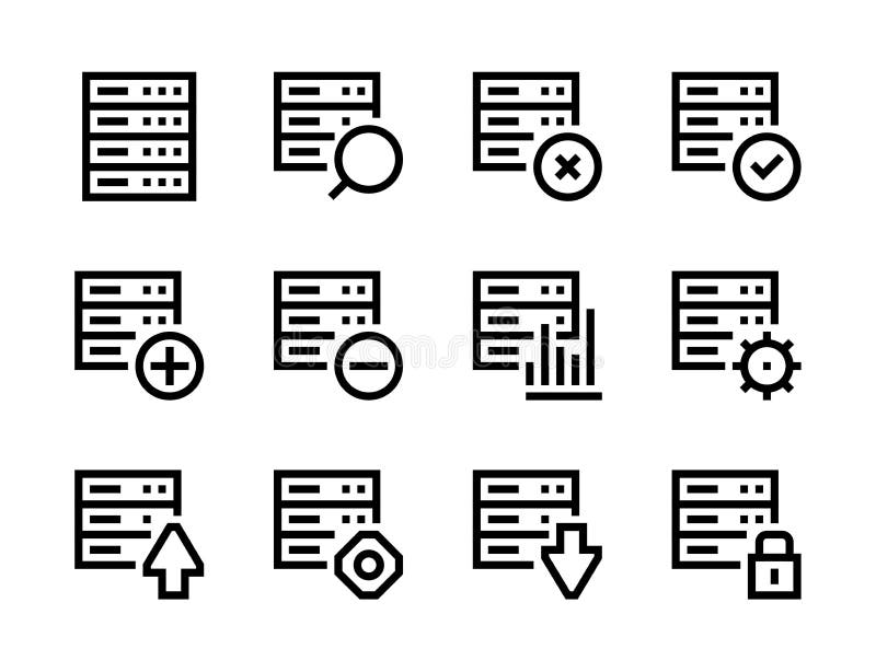 Database and Backup Related Line Icon Set. Stock Vector - Illustration of request, datbase ...