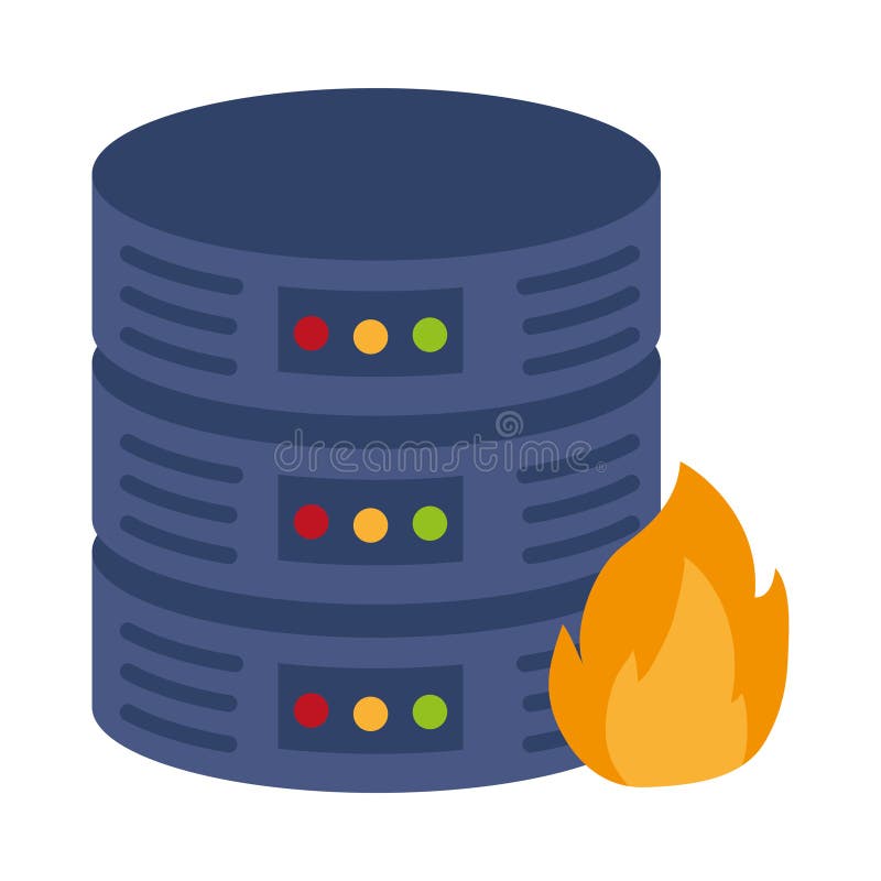 Database server and fire stock vector. Illustration of storage - 299780767