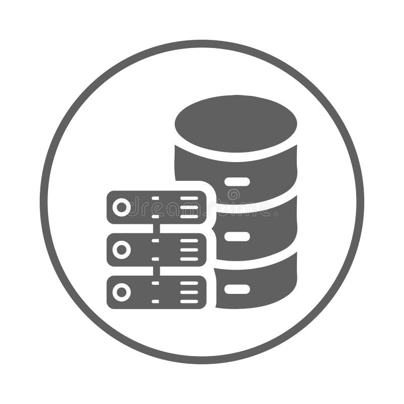 Database, Server Icon. Gray Vector Sketch. Stock Vector - Illustration ...