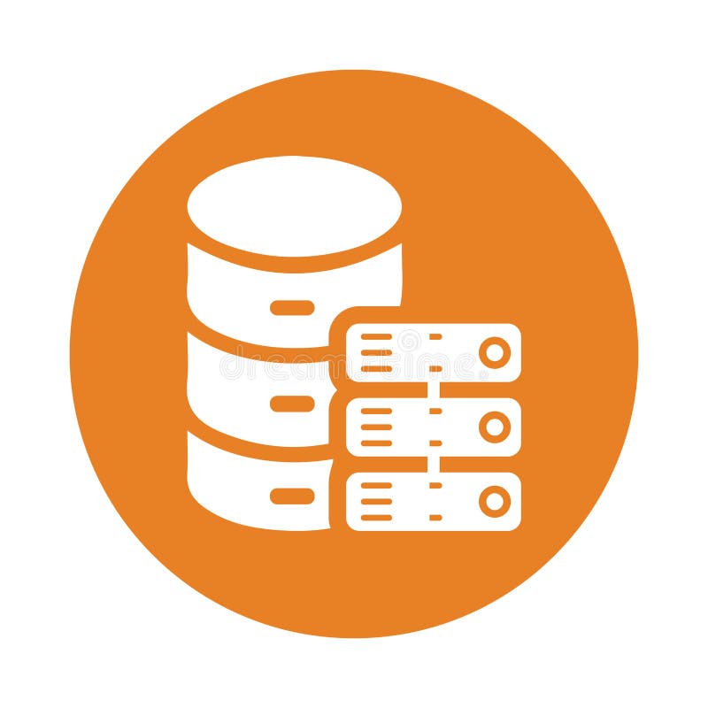 Database, Server Icon. Orange Vector Sketch. Stock Illustration ...
