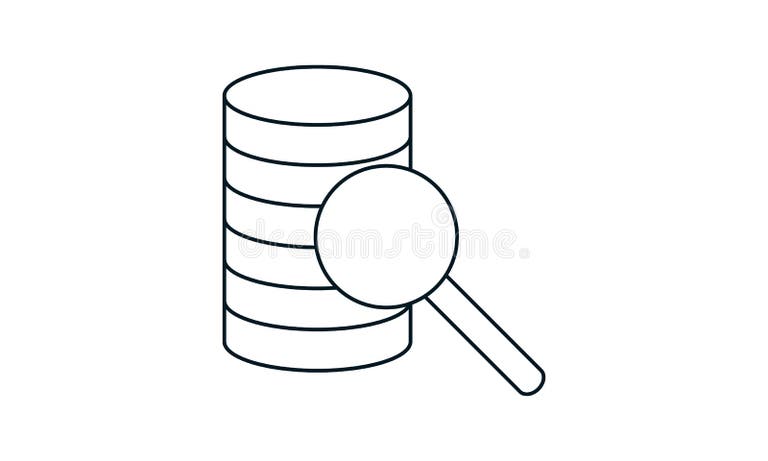 Database, Server Isolated Flat Web Mobile Icon with Search Icon or ...