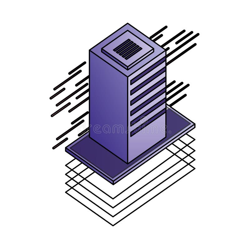 Isometric Storage Tower with Hard Disk Technology Stock Illustration ...