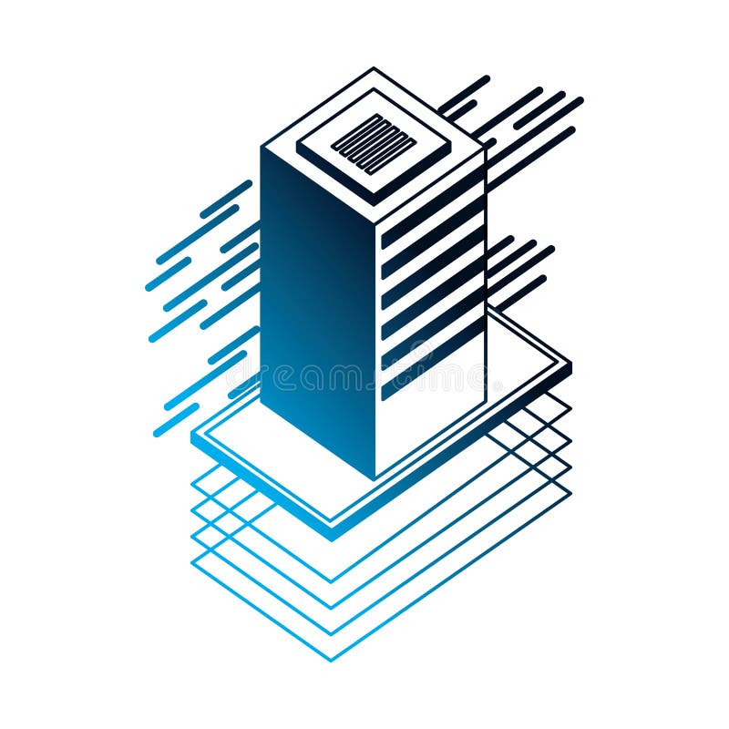 Isometric Storage Tower with Hard Disk Technology Stock Illustration ...
