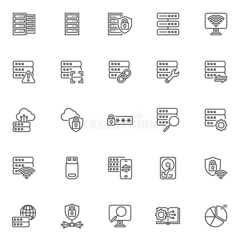 Database Server Line Icon Stock Illustration Illustration Of Thin