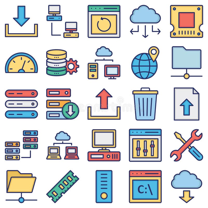 Database, Server and Location Icons Set Every Icon Can Easily Modify or ...