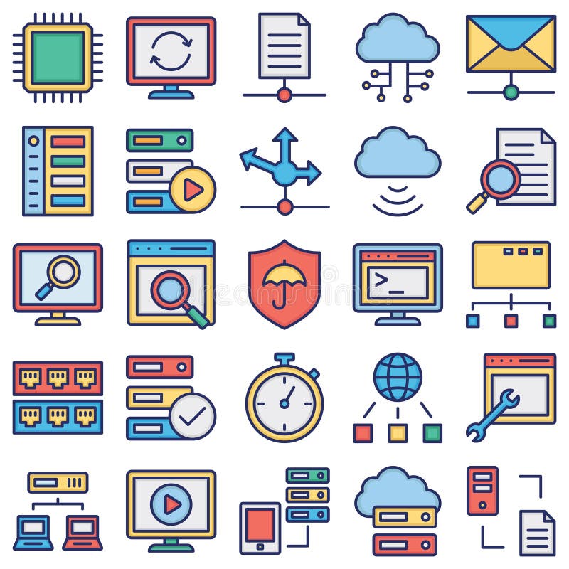 Database, Server and Location Icons Set Every Icon Can Easily Modify or Edit Stock Vector ...