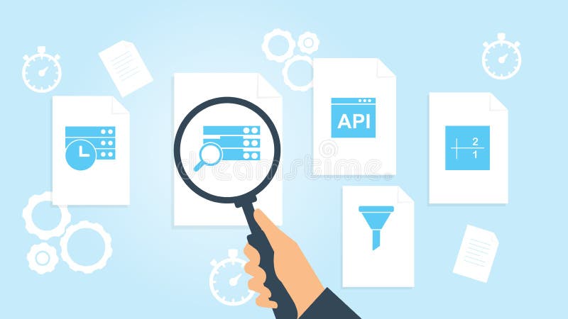 Database, Server, Sort File, Document Research Vector Illustration ...