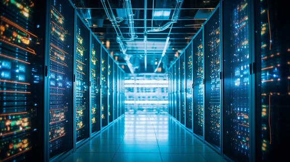 Database Server. Super Computer Stores Big Data Digital Information. Hi ...