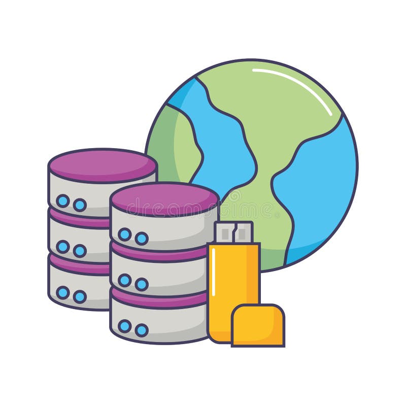 Database Server World Usb Information Stock Illustration - Illustration ...