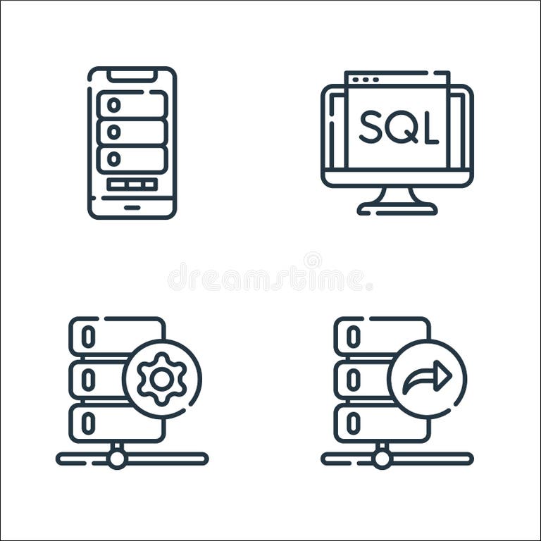 Database and Servers Line Icons. Linear Set Stock Vector - Illustration ...