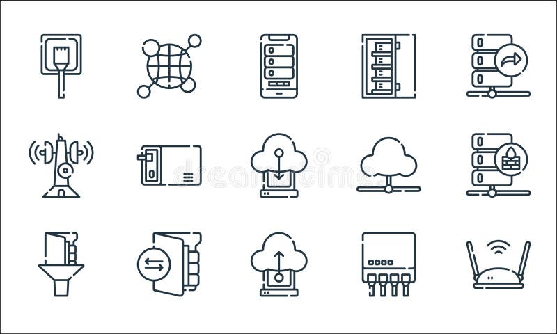 Database And Servers Line Icons Linear Set Stock Vector Illustration