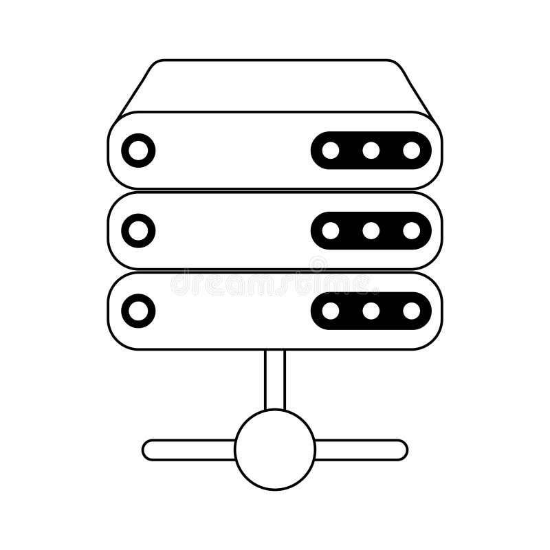 Database Servers Technology Symbol in Black and White Stock Vector ...