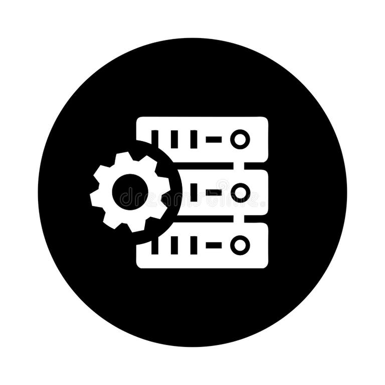Database, Setting, Server Icon. Black Vector Design Stock Illustration - Illustration of hosting ...