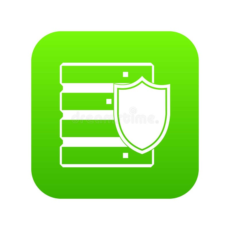 Database with Shield Icon Digital Green Stock Vector - Illustration of ...