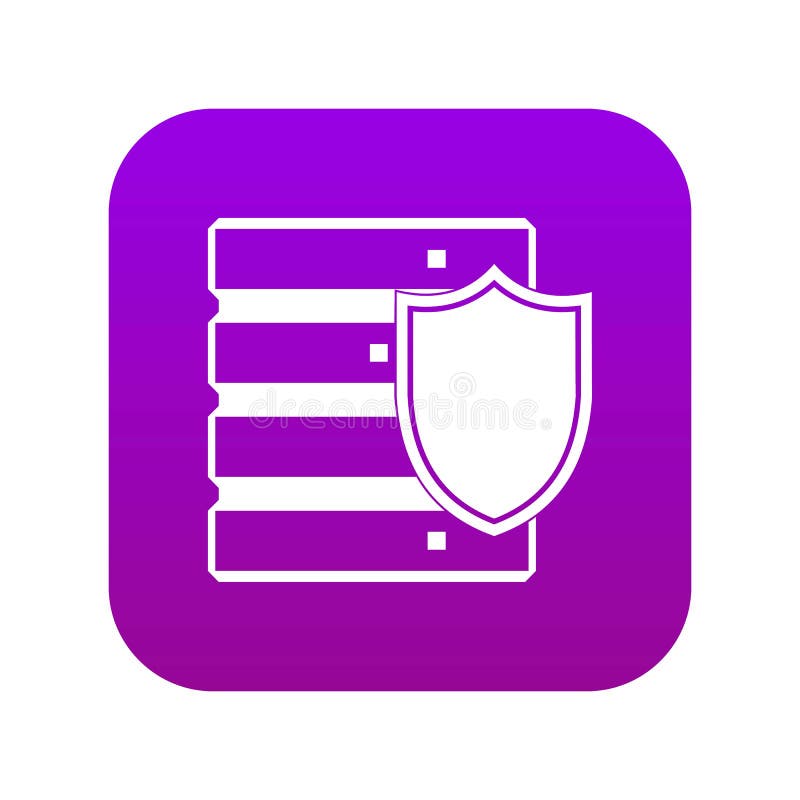 Database with Shield Icon Digital Purple Stock Vector - Illustration of ...