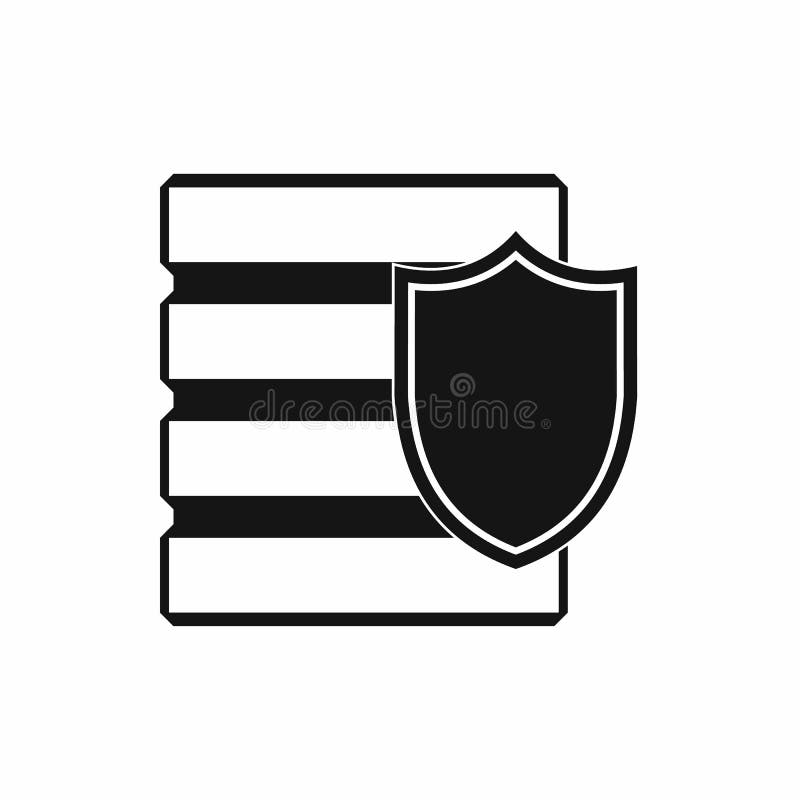 Database with Shield Icon, Simple Style Stock Illustration ...