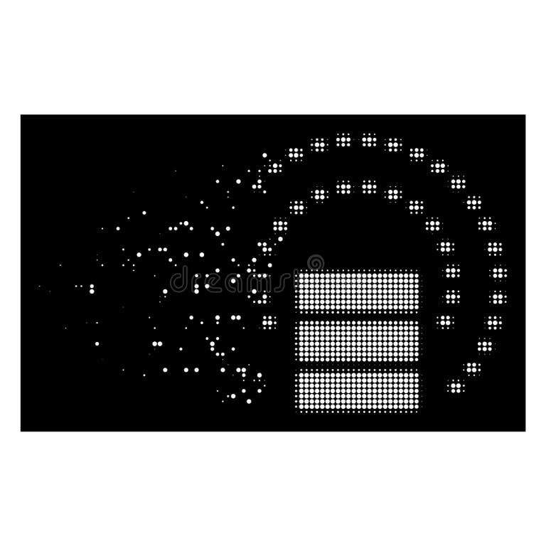 Bright Moving Pixelated Halftone Database Sphere Shield Icon Stock ...