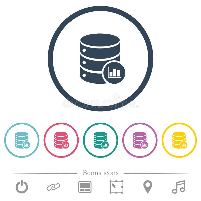 Database Statistics Flat Color Icons in Round Outlines Stock Vector ...