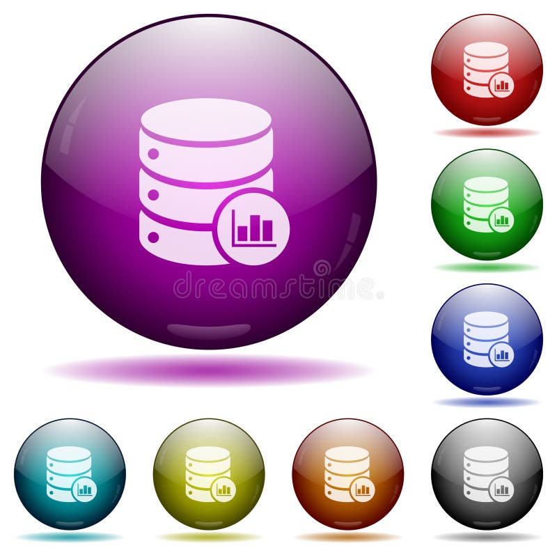 Database Statistics Icon in Glass Sphere Buttons Stock Vector ...